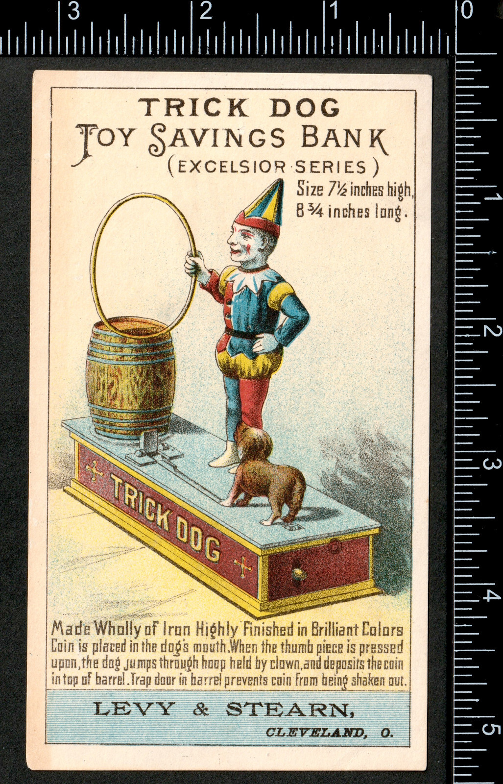 RARE ! - Trick Dog Toy Savings Mechanical Bank Trade Card Circus Clown ...