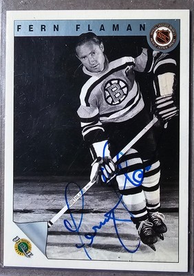 1991-92 Ultimate Original 6 #48 Fern Flaman Signed-NM-Free USA Ship ...