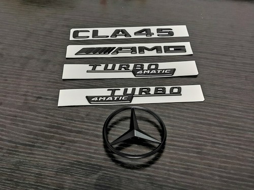 Matt Black CLA45 AMG TURBO 4MATIC Rear Star Emblem PACKAGE replacement ...