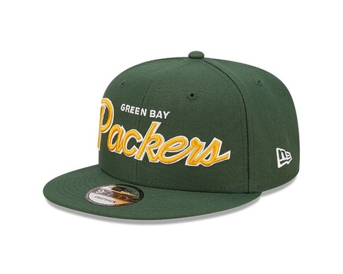 Men’s NFL Green Bay Packers New Era Script 9FIFTY Snapback Cap Hat ...