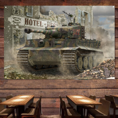 WWII German Tiger main battle tank Poster Wall Hanging Flag Armor Art ...