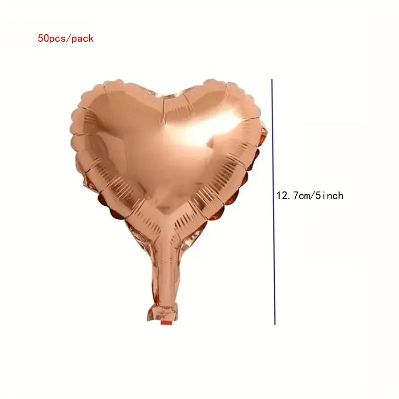 50 Pack 5 inch Heart Shaped Metallic Silver Mini Balloons Party ...