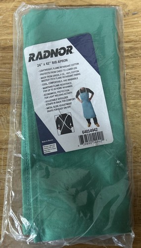 RADNOR 24" X 42" Green FR-7A Flame Resistant Apron With Snap Fasteners ...