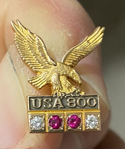 Vintage USA 800 10k GF Service Pin ~ Terryberry w/ Diamonds/Garnets | eBay