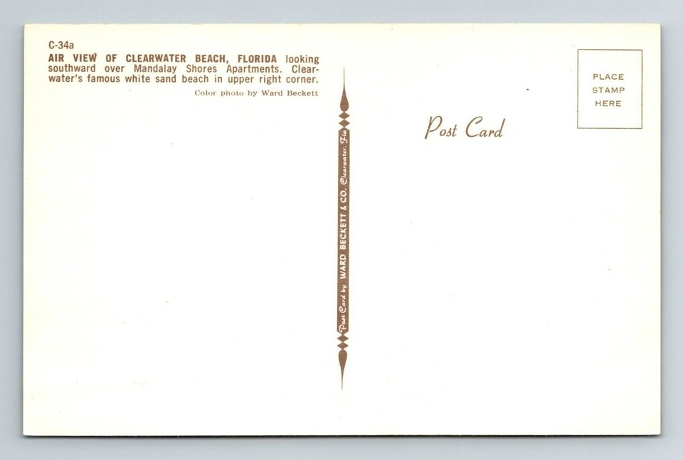 Clearwater Beach FL-Florida Aerial View Town And Ocean Area Vintage ...