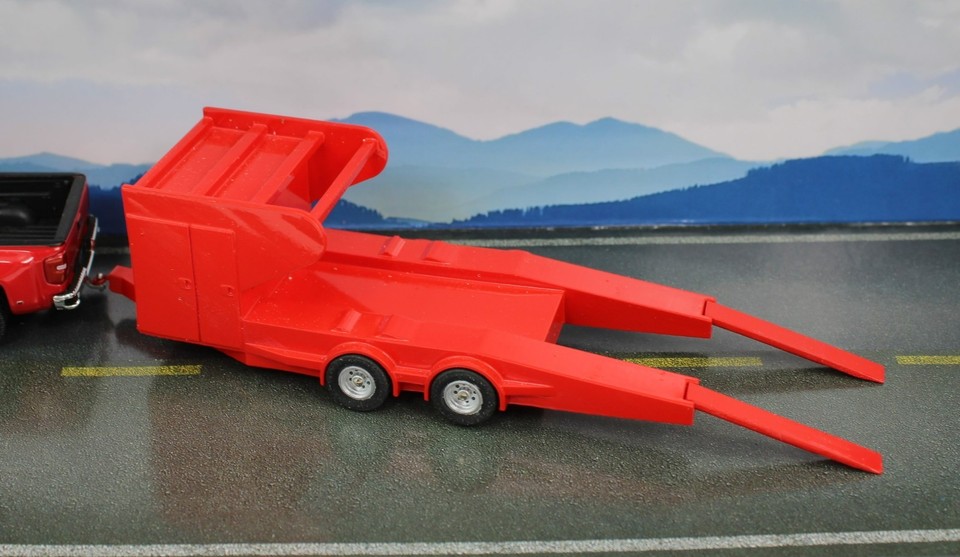 1:64 RED Parker Ramp Over Race Car Trailer for ADC Dirt Late Model ...