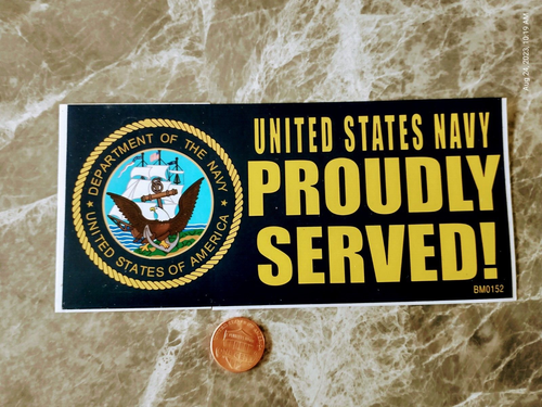 3.25X6.5" Decal Sticker UNITED STATES NAVY PROUDLY SERVED navy blue ...