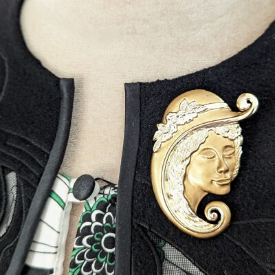 Torino Woman Brooch Pin Art Deco Nouveau Bold Signed Vintage Jewelry | eBay