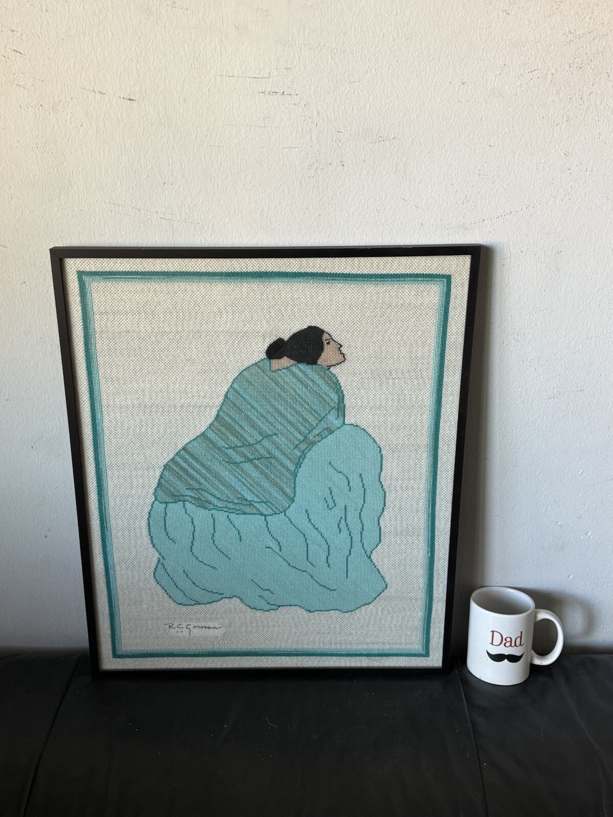 RC GORMAN ANTIQUE NATIVE AMERICAN NAVAJO INDIAN NEEDLEPOINT TAPESTRY ...
