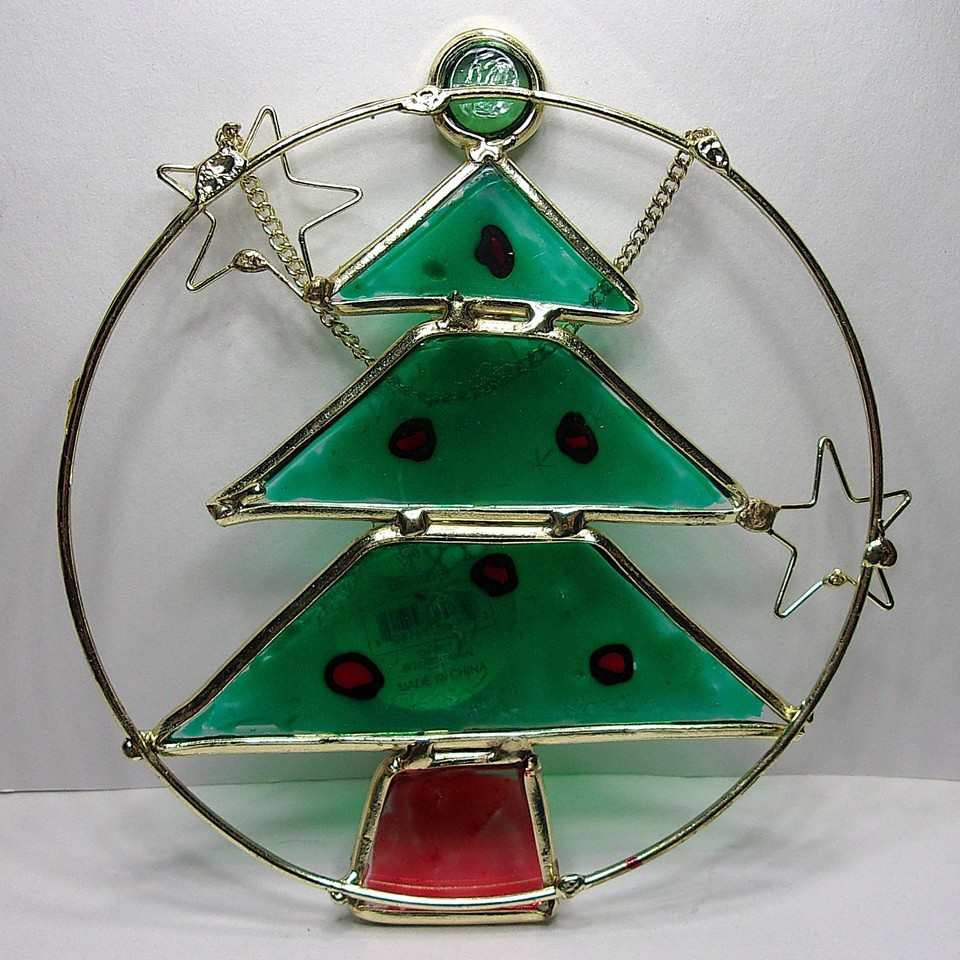 Christmas Tree-Stained Glass Suncatcher, Christmas Window Hanging Decor ...