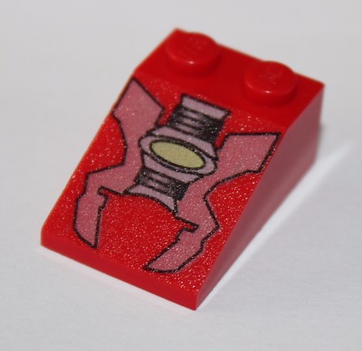 Lego Life on Mars Red Slope 33 3x2 decorated ref 3298px6/set 7314 Recon ...