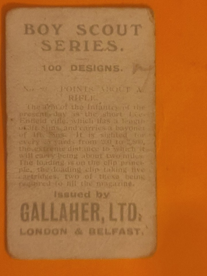 1911 Gallagher Belfast & London Boy Scout Card # 93 Points About A ...