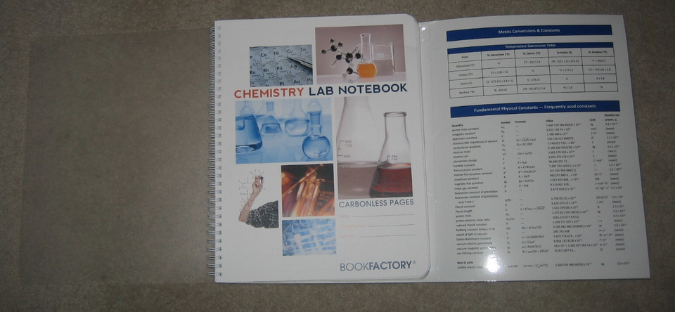 BookFactory Carbonless Chemistry Lab Notebook - 50 Sets of Pages (8.5 ...