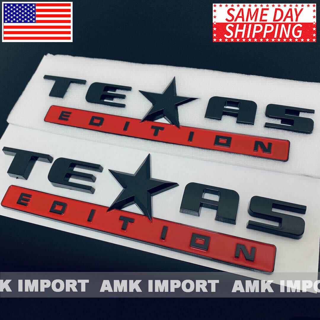 10" TEXAS Edition Logo Emblem Decal Sign Black Chrome Red Truck Boat ...