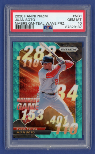 2020 Panini Prizm - JUAN SOTO - TEAL WAVE Prizm #NG1 NUMBERS Game PSA ...