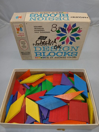 Milton Bradley Parquerty Design Blocks -- 77 Tiles | eBay