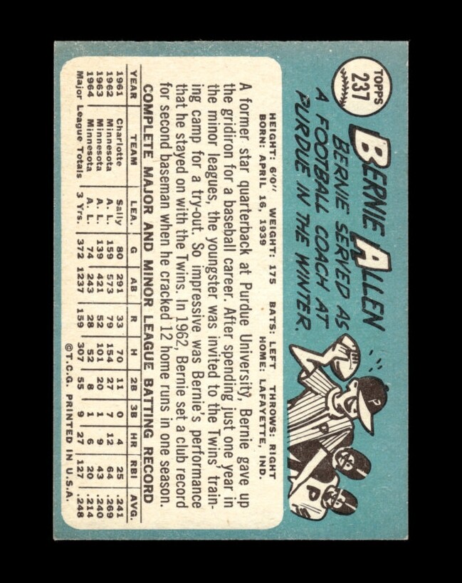 1965 Topps Set-Break #237 Bernie Allen EX-EXMINT *GMCARDS* | eBay