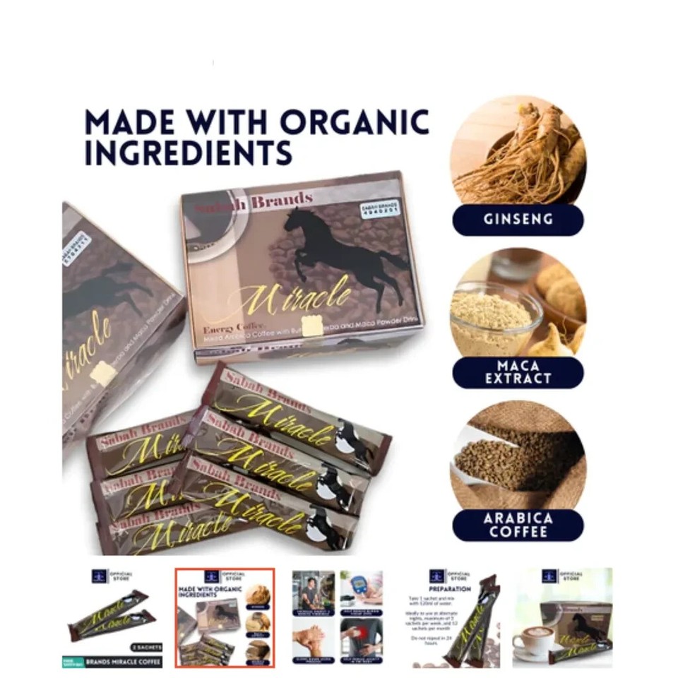 Miracle Coffee Sabah Brand 20 Sachets For Men and Women Energy Booster ...