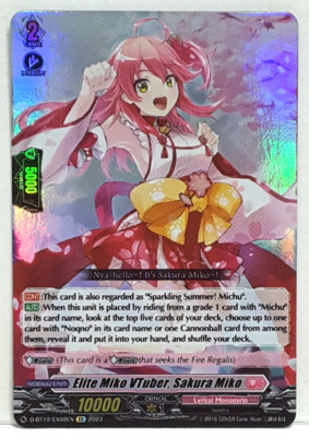 Cardfight Vanguard Elite Miko VTuber, Sakura Miko D-BT10/EX02EN EX ...