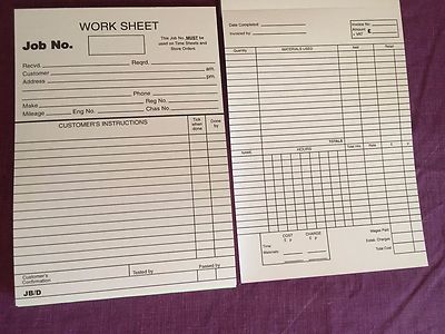 A5 GARAGE WORKSHOP JOB CARD WORK SHEET REPAIR JOB SHEET WORK CARD | eBay UK