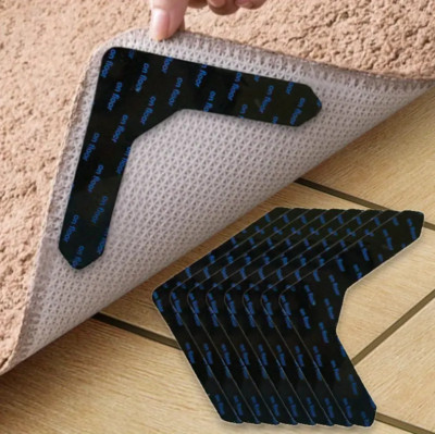4pcs Carpet Mat Adhesive Grippers Non Slip Rubber Rug Sticker Reusable ...