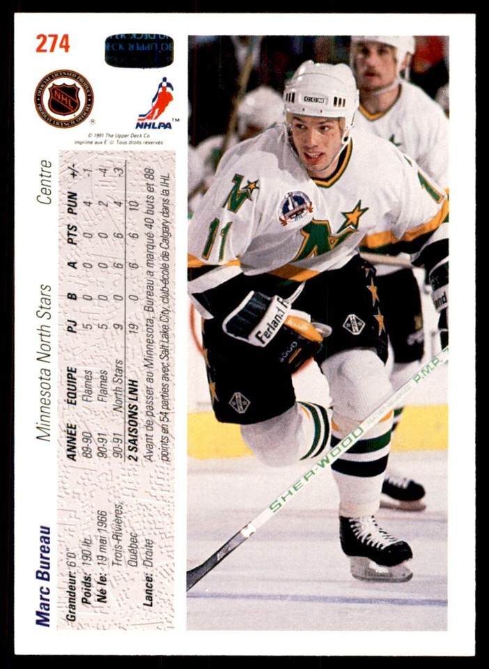 1991-92 Upper Deck French Marc Bureau . Minnesota North Stars #274 | eBay