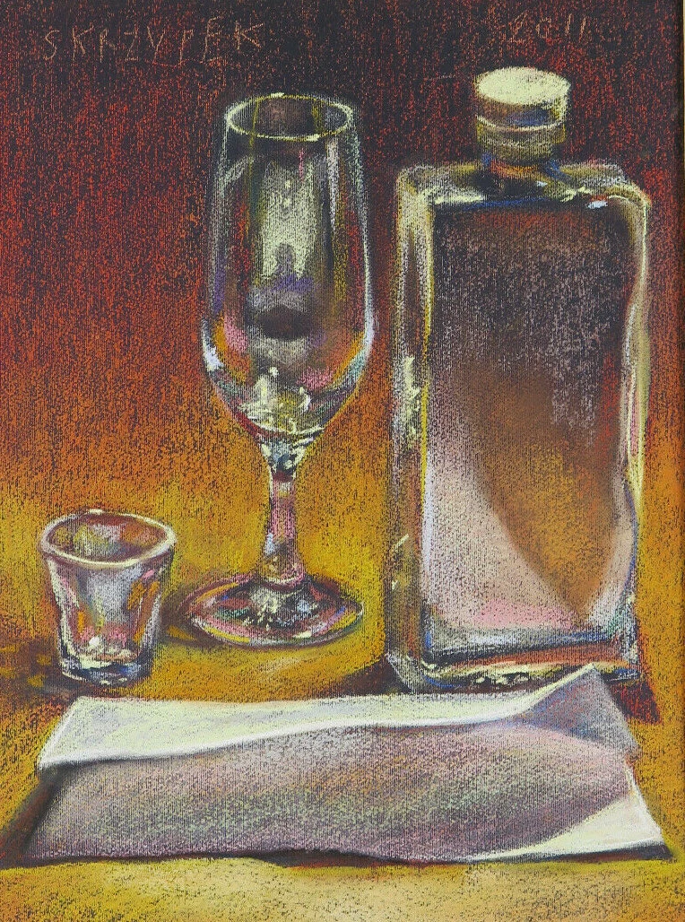 Wine Glass Pastel Drawing