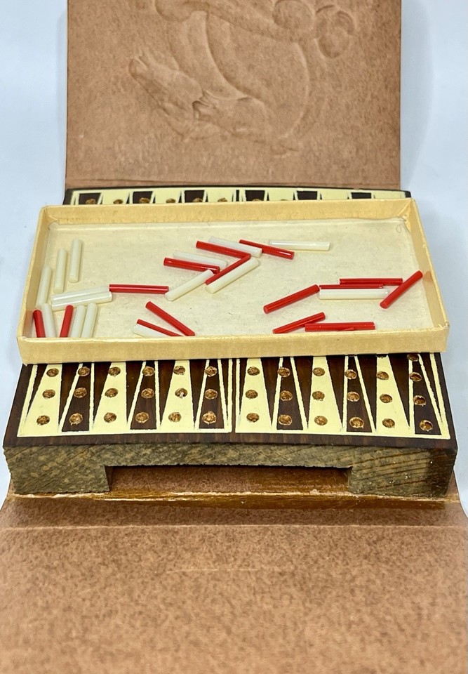 Vintage Travel Backgammon Mini Peg Game W/Horse Case & Christmas Gift ...