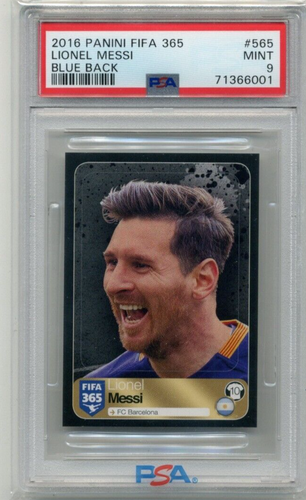 2016 Panini FIFA 365 #565 Lionel Messi Blue Back PSA 9 PSG Argentina ...