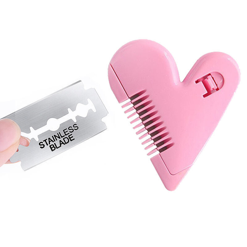 Pink Mini Hair Trimmer Love Heart Shape Hair Cutting Comb With Bl LT ...