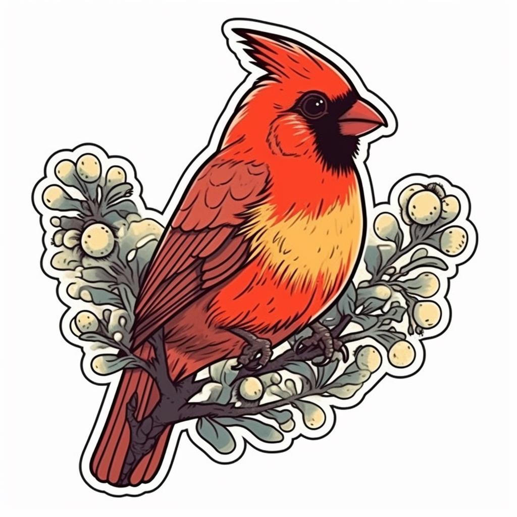 Kentucky Northern Cardinal bird Goldenrod flower Vinyl Decal Sticker ...