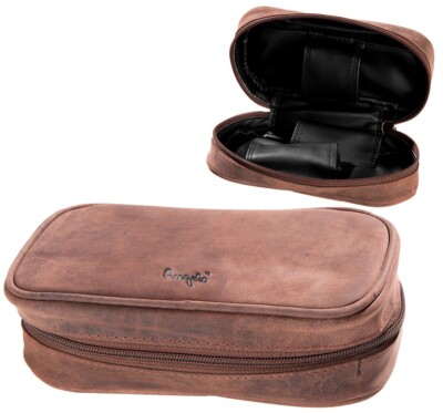 ANGELO GOAT LEATHER BROWN PIPE COMBO POUCH BAG ** NEW ** | eBay