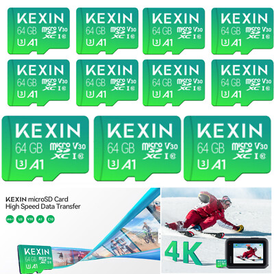 LOT Pack Micro SD Card 64GB UHS-1 4K U3 V30 SDXC Memory Card Phone TF ...