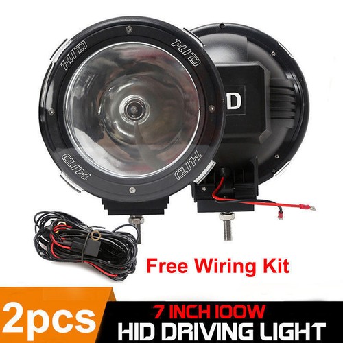 2pcs HID Driving Lights 7" 100W Offroading 4WD Lights Adjustable 12VDC ...