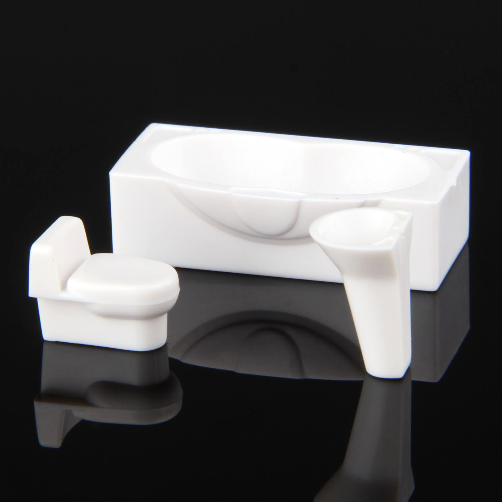 Plastic Miniature Bathroom 10 Set Bathtub + Washstand + Closestool 1:50 ...