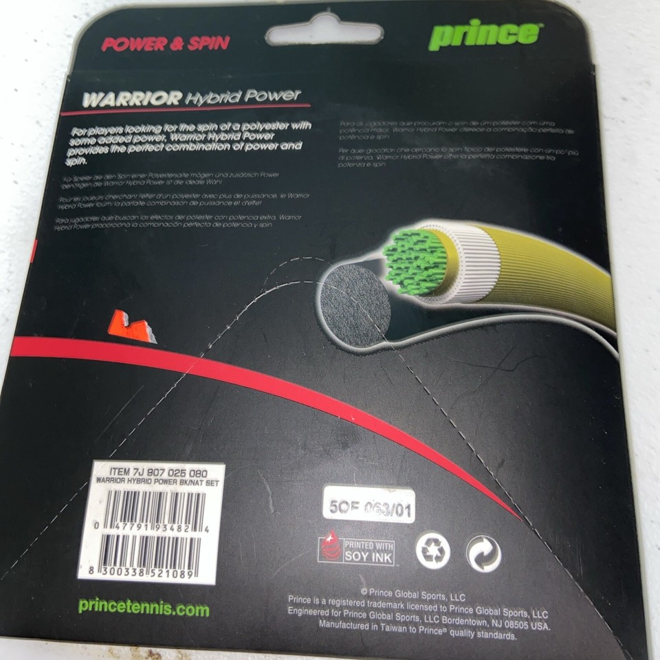 Prince Warrior Hybrid Power Tennis Strings 17L 17 Gauge Piwer & Spin ...