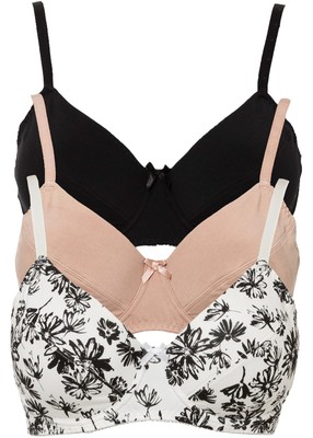 Neu BH mit Bügel Gr. 80 Cup B Wollweiß Schwarz Mattbeige Damen Baumwoll ...