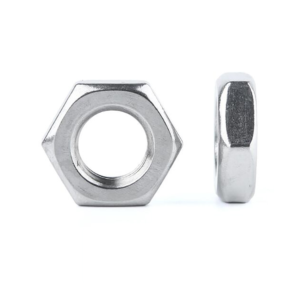 Edelstahl V2A - M6 bis M20 Feingewinde Flache Sechskantmuttern Hex ...