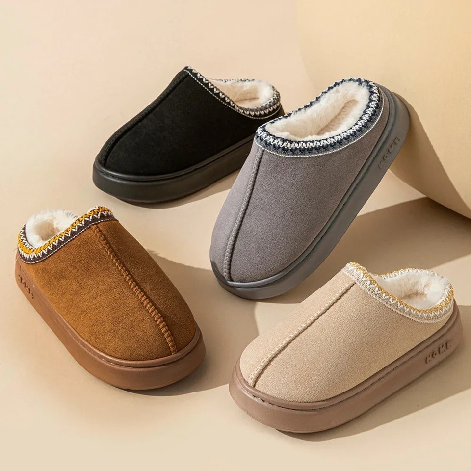 WOMENS LADIES WARM FAUX FUR SNUGG SLIP ON IN OUT DOOR SLIPPERS SHOES ...