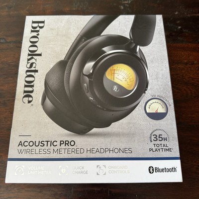 Brookstone Acoustic Pro Wireless Metered Headphones 35 Hours Bluetooth ...
