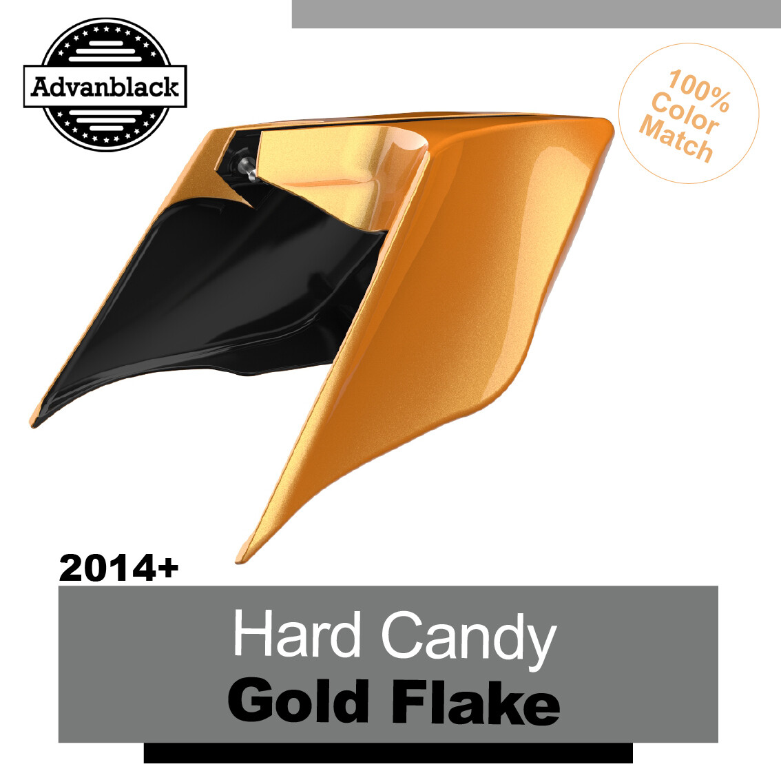 For 14+ Harley Touring HARD CANDY GOLD FLAKE Stretched Extended Side ...