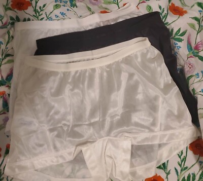 Size 8-11 Carole Boxer-Style Silky 100% Nylon Panties Briefs Hem-Leg ...