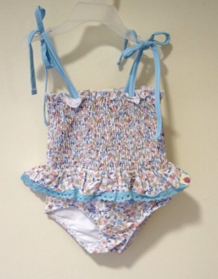 NWT Cheeky Plum One Piece Elastic Smocked Bodice Bathing Suit Girl's ...