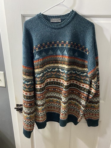 Vintage 90s Montecarlo Colorful Aztec All Over Print Sweater Mens Size ...