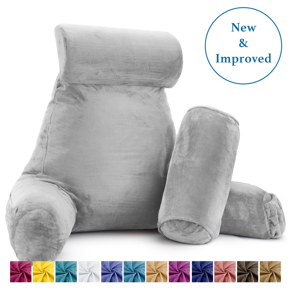Large Soft Foam Reading & TV Relax Pillow + 2 Neck & Lumbar Pillows ...