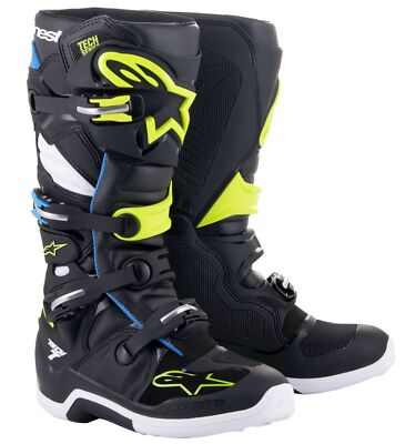 Stivale motocross Alpinestars TECH 7 BLACK ENAMEL BLUE YELLOW FLUO | eBay