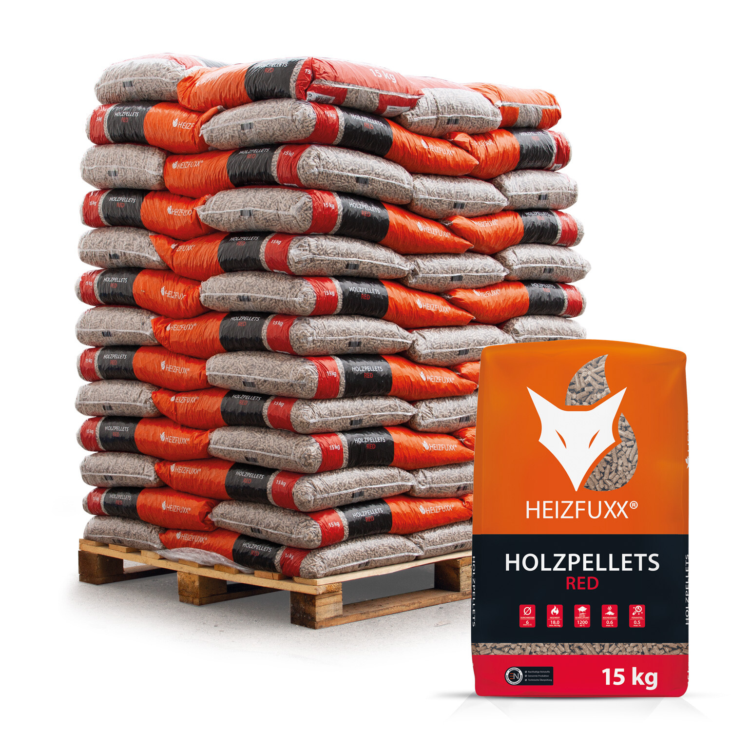 Holzpellets Hartholz Buche Eiche Kamin Sackware 6mm 15kg x 65 Sack ...
