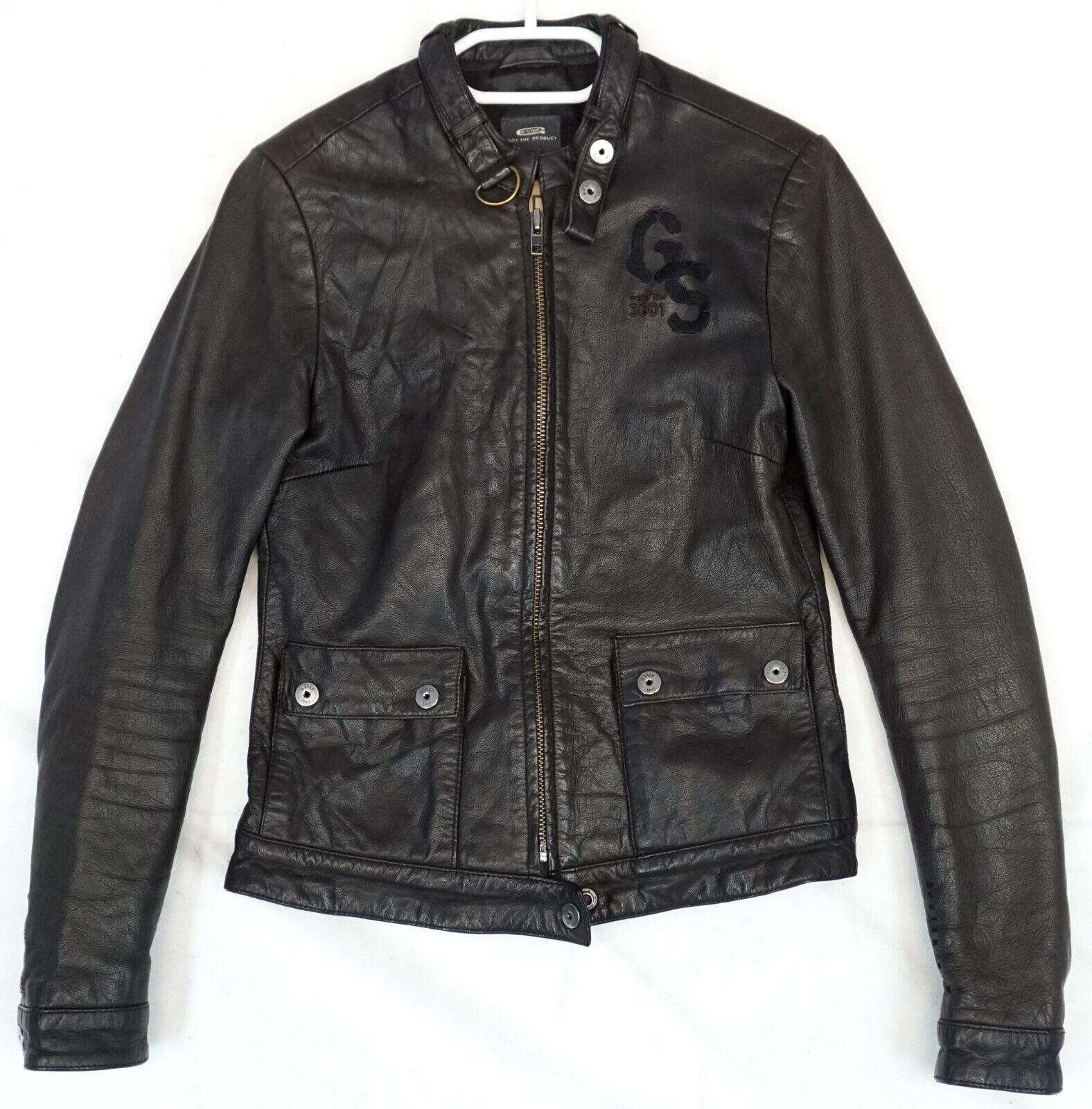 G-Star Raw Brown Leather Biker Jacket Women's Size S - Gem