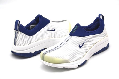 NIKE SLIP ON SHOE AIR CHANJO 2 302320-141 WHITE/ROYAL BLUE-METALLIC ...