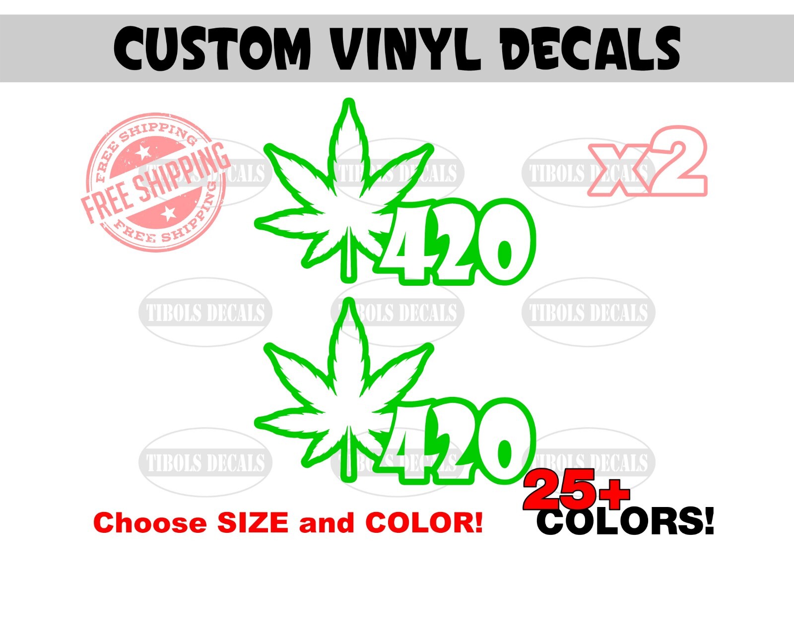 Two Outline Marijuana Leaf 420 Decals Pot Leaf Sticker Cannabis Decal ...